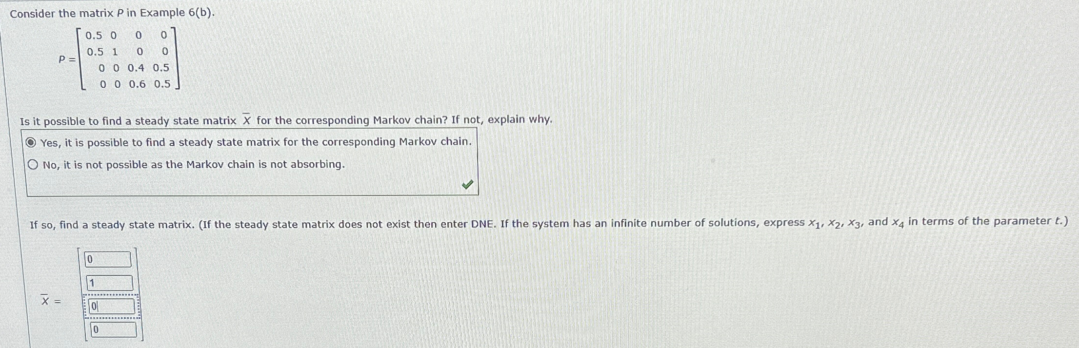 Solved Consider the matrix P in Example | Chegg.com