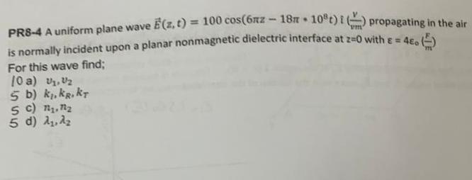 Solved PR8-4 ﻿A uniform plane wave | Chegg.com