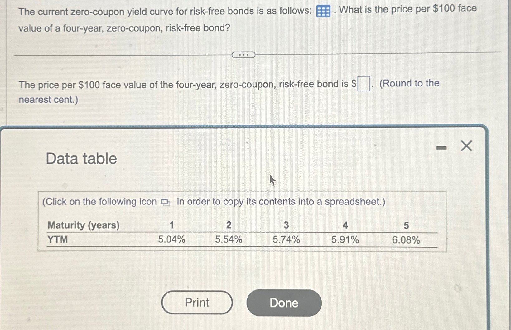 Solved The Current Zero Coupon Yield Curve For Risk Free