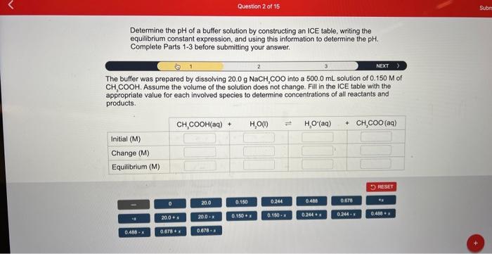 Solved Determine the pH of a buffer solution by constructing | Chegg.com