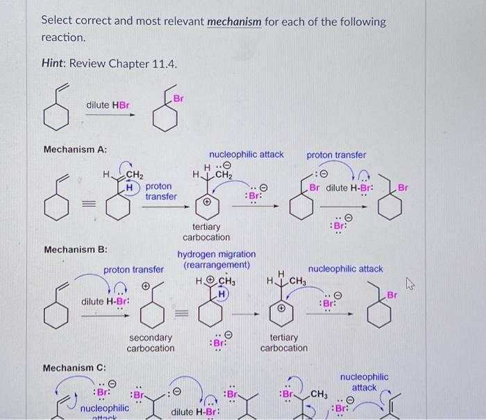 Solved Select correct and most relevant mechanism for the | Chegg.com