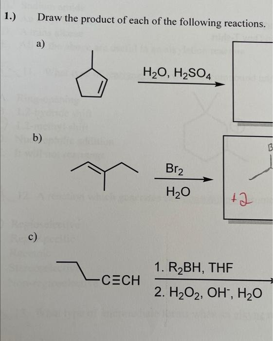Solved 1.) Draw the product of each of the following | Chegg.com