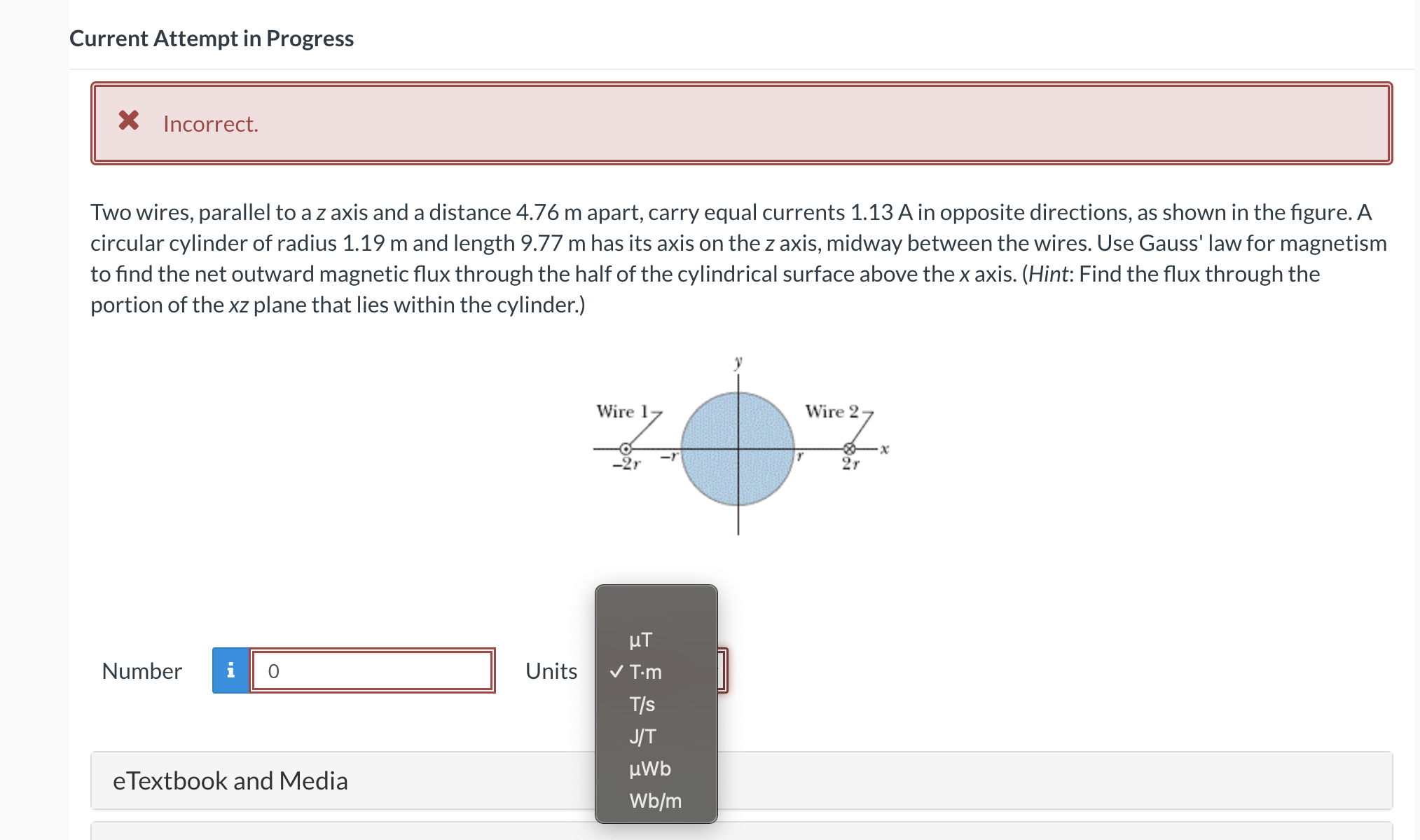 Solved Current Attempt in ProgressIncorrect.Two wires, | Chegg.com
