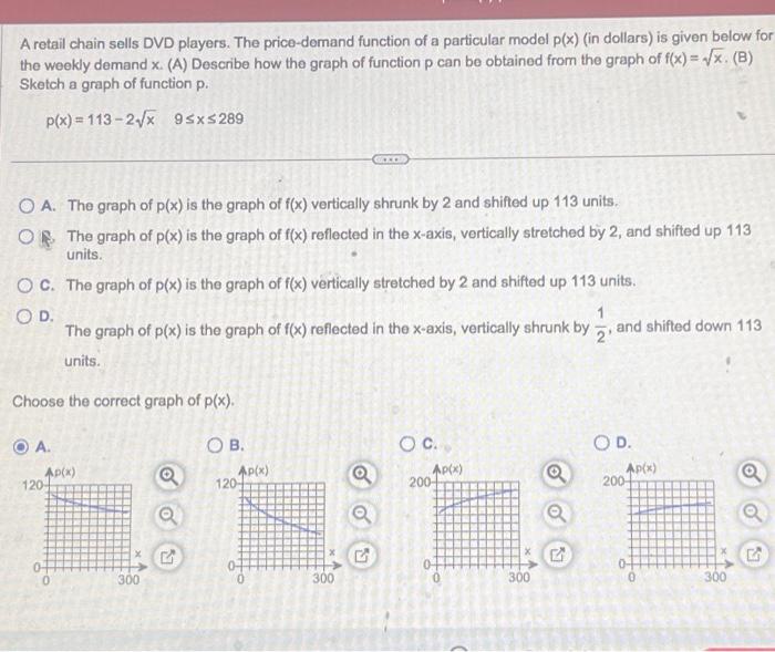Solved A retail chain sells DVD players. The price-demand | Chegg.com