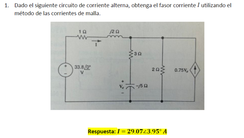 Solved Dado el siguiente circuito de corriente alterna, | Chegg.com