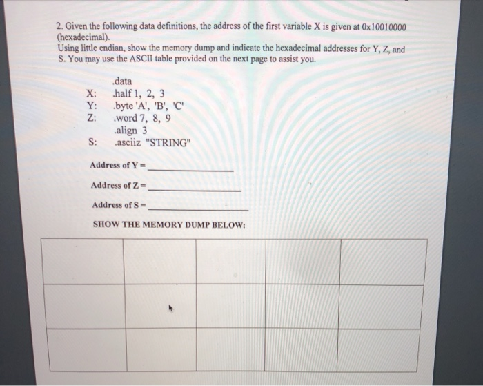 Solved 2. Given the following data definitions, the address | Chegg.com