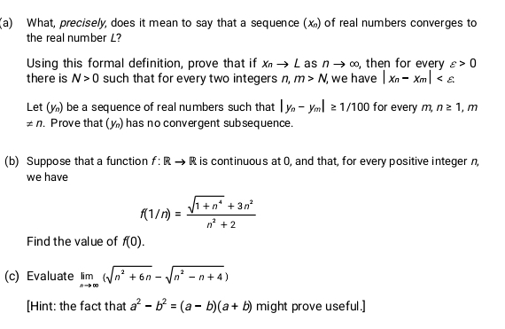 Solved (a) ﻿What, precisely, does it mean to say that a | Chegg.com
