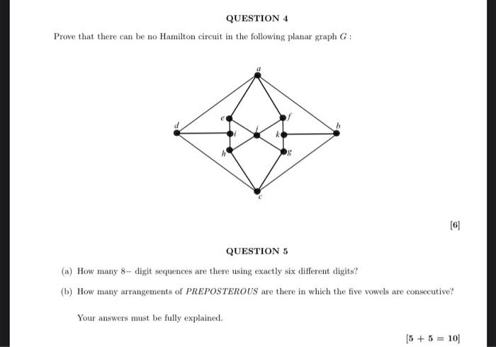 Solved Prove that there can be no Hamilton circuit in the | Chegg.com