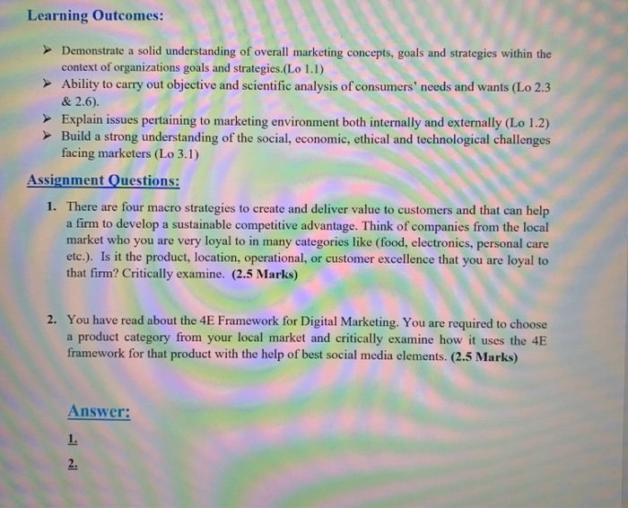 Solved Learning Outcomes: > Demonstrate a solid | Chegg.com