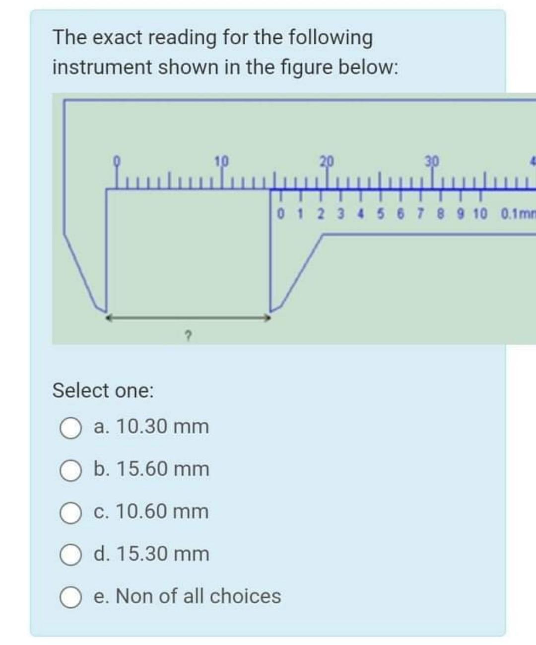 Solved The exact reading for the following instrument shown | Chegg.com
