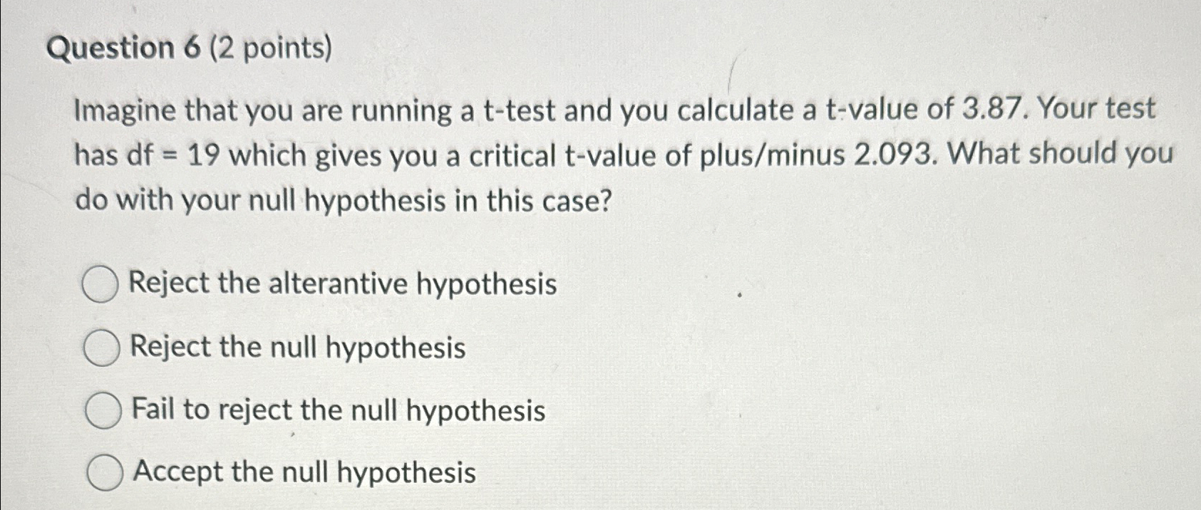 Solved Question 6 (2 ﻿points)Imagine that you are running a | Chegg.com