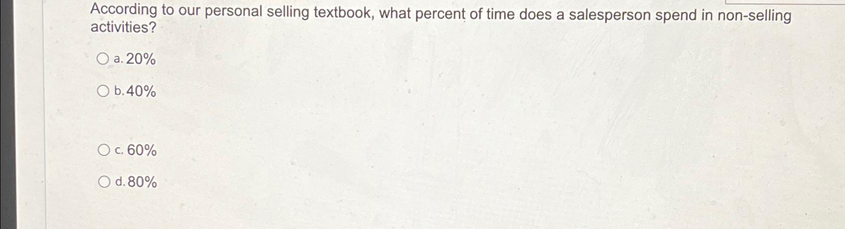 Solved According to our personal selling textbook, what | Chegg.com