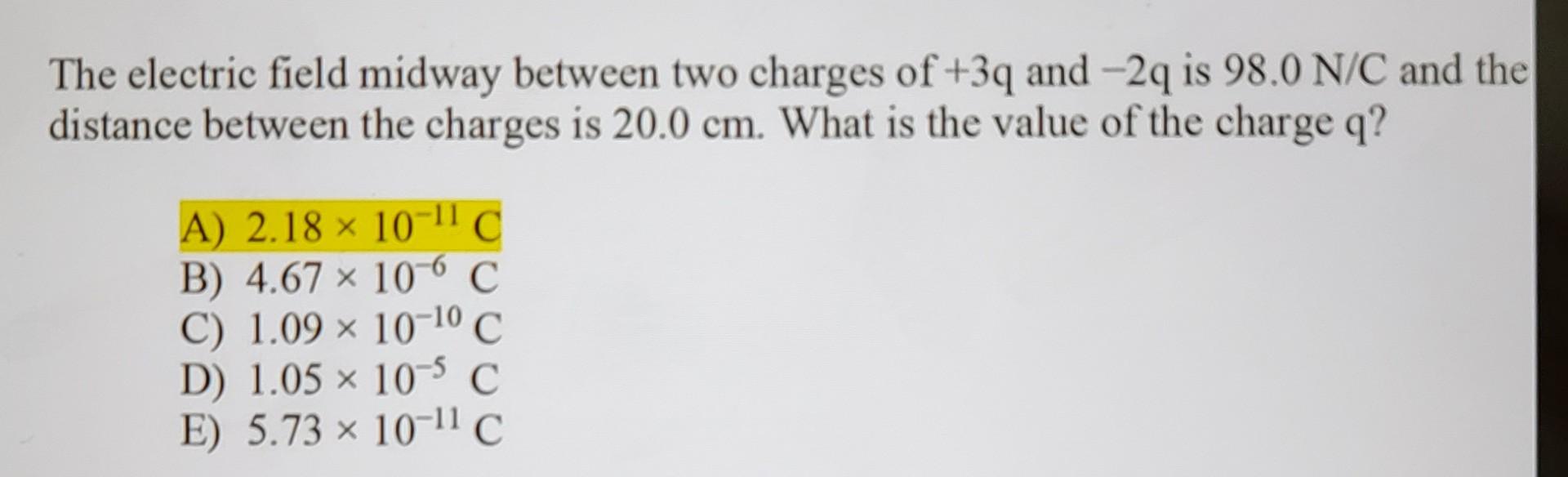 Solved The electric field midway between two charges of +3q | Chegg.com