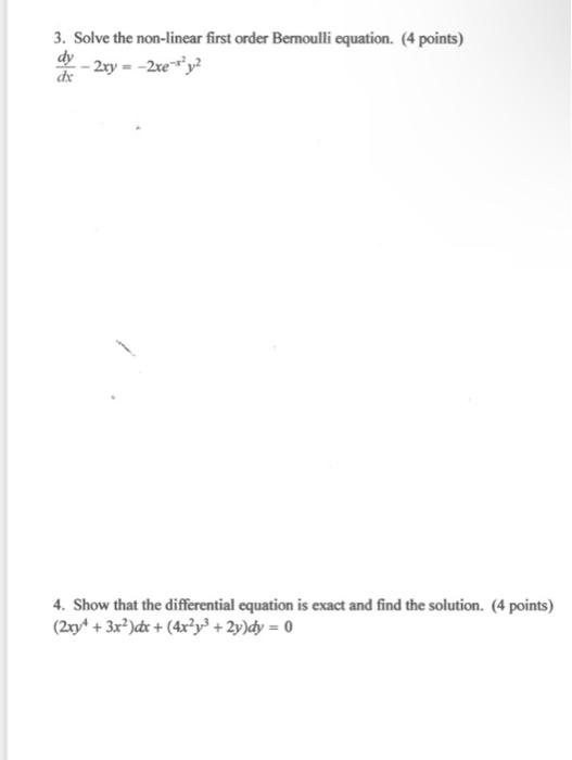 Solved 3 Solve The Non Linear First Order Bernoulli