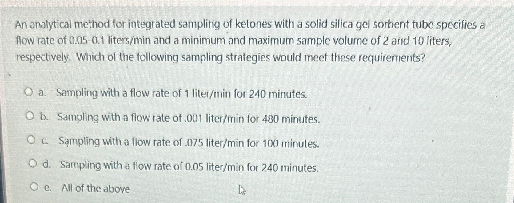 Solved An analytical method for integrated sampling of | Chegg.com