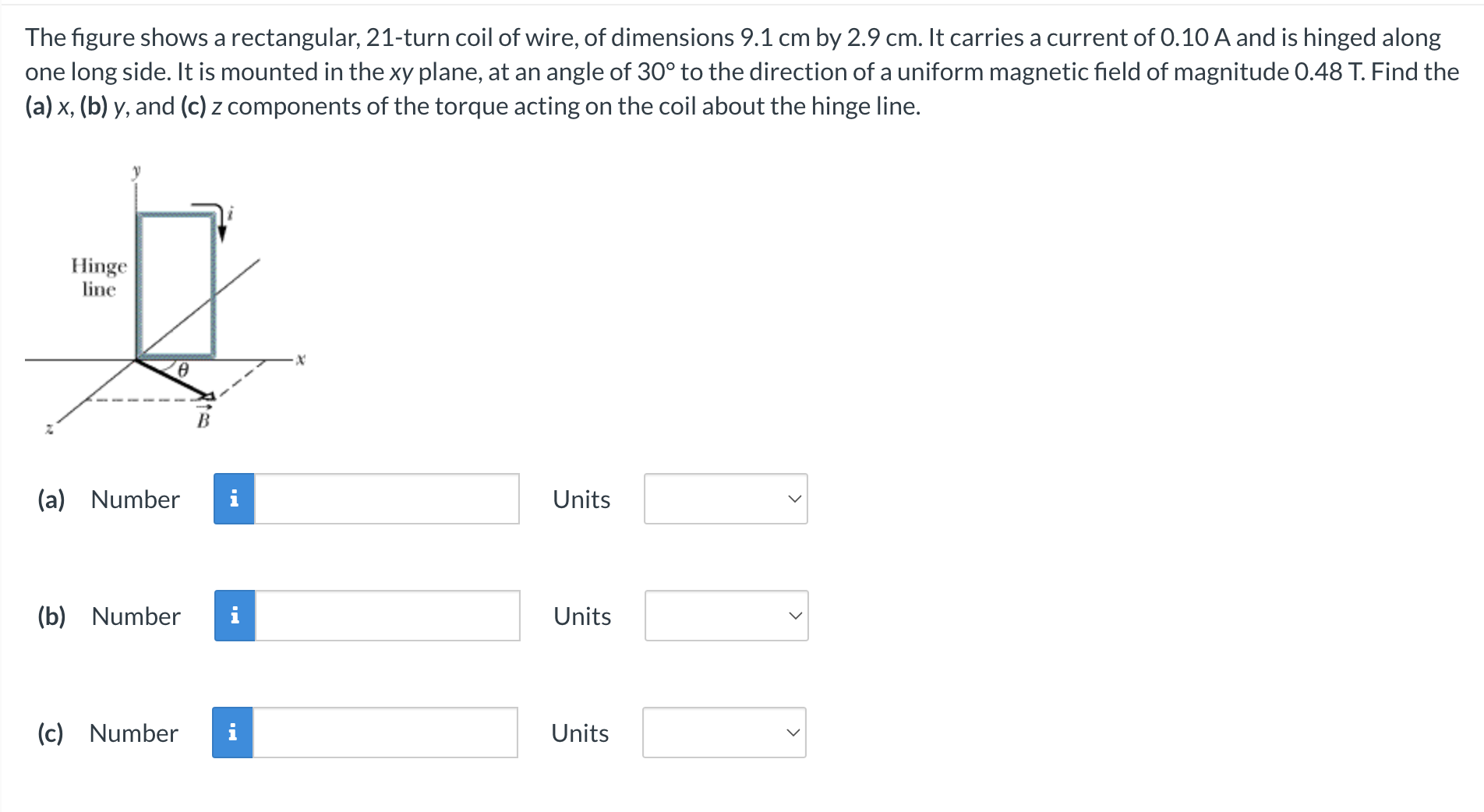 Solved The figure shows a rectangular, 21-turn coil of wire, | Chegg.com