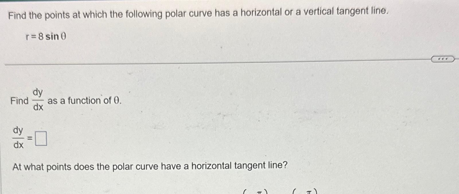 Solved Find the points at which the following polar curve | Chegg.com