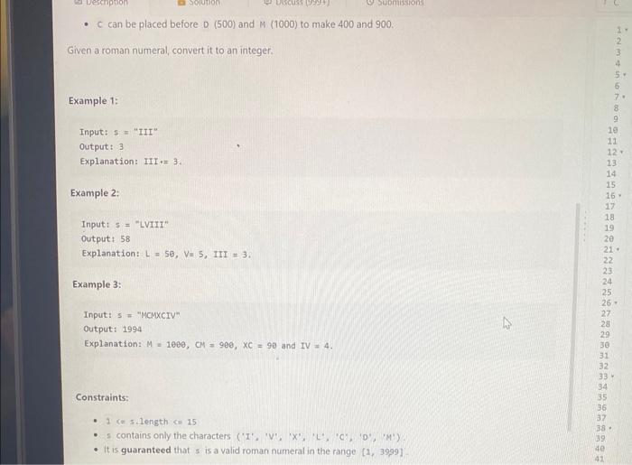 Solved Roman numerals are represented by seven different | Chegg.com