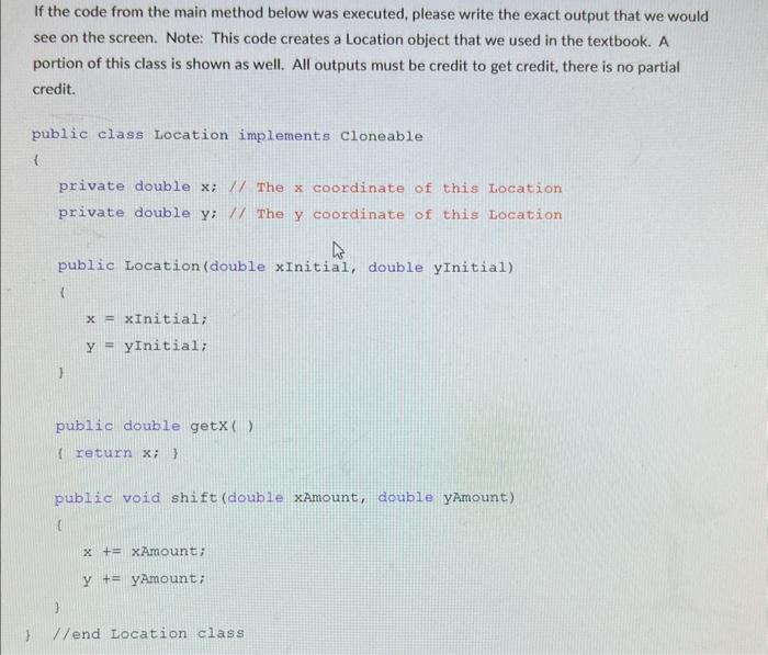 Solved If the code from the main method below was executed, | Chegg.com