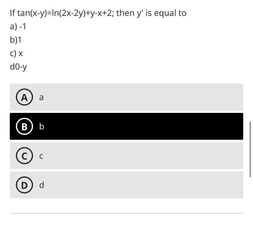 Solved If tan(x-y)=ln(2x-2y)+y-x+2; then y' ﻿is equal | Chegg.com
