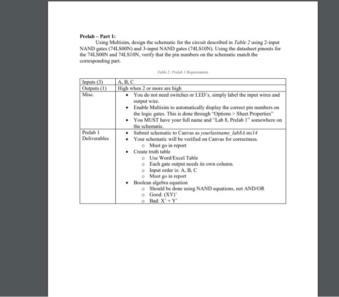 Solved Prelab - Part 1: Using Multisim, design the schematic | Chegg.com