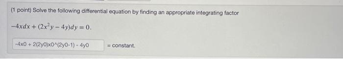 Solved (1 point) Solve the following differential equation | Chegg.com