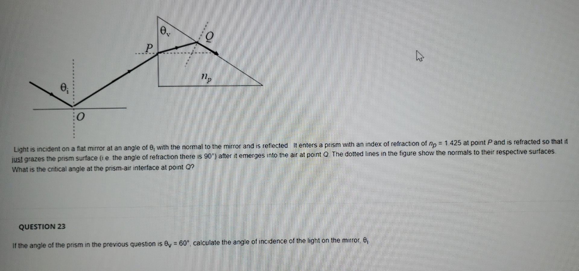 Solved Light is incident on a flat mirror at an angle of θ1 | Chegg.com