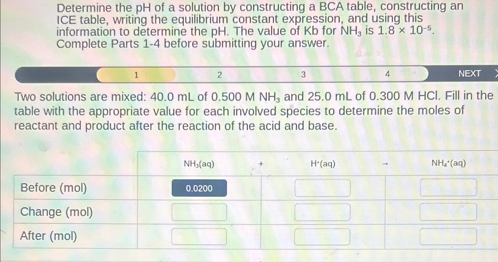 Solved Determine the pH ﻿of a solution by constructing a BCA | Chegg.com