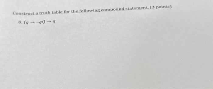 Solved Construct A Truth Table For The Following Compound 1851
