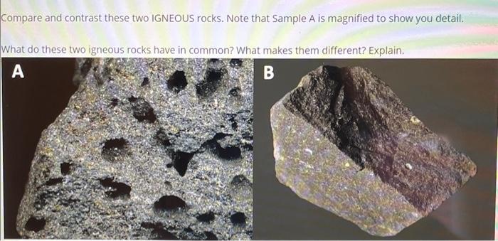 Solved Eompare and contrast these two IGNEOUS rocks. Note | Chegg.com