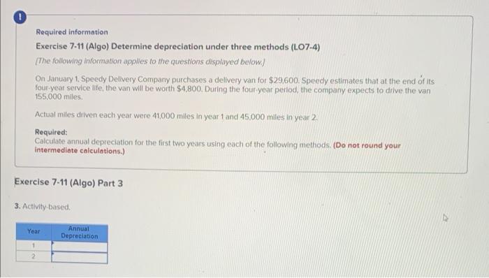 Solved Required information Exercise 7.11 (Algo) Determine | Chegg.com