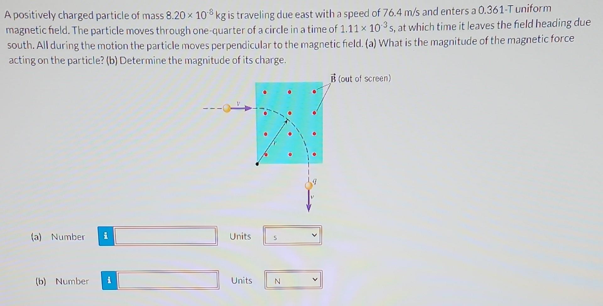 Solved A positively charged particle of mass 8.20×10−8 kg is | Chegg.com