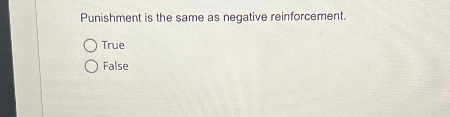 Solved Punishment is the same as negative | Chegg.com