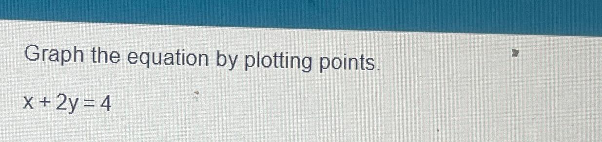 Solved Graph the equation by plotting points.x+2y=4 | Chegg.com