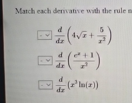 Solved Match each derivative with the | Chegg.com