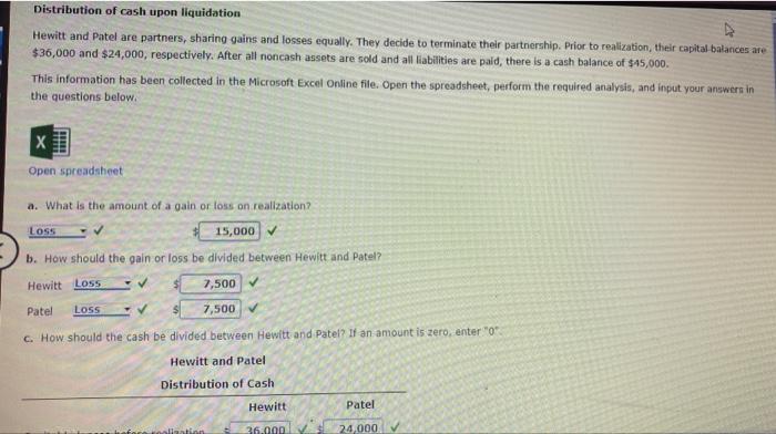 Solved Distribution of cash upon liquidation Hewitt and | Chegg.com