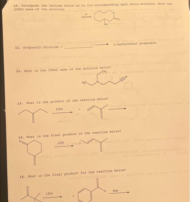Solved 10. Decompose the lactone below in to its | Chegg.com