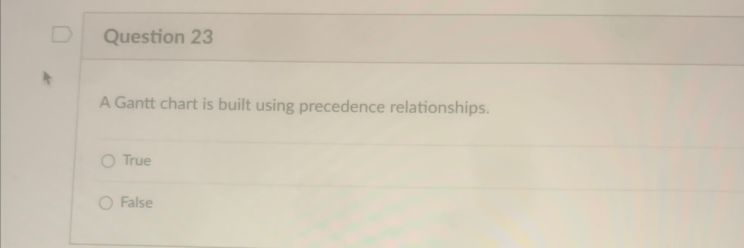 Solved Question 23A Gantt chart is built using precedence | Chegg.com