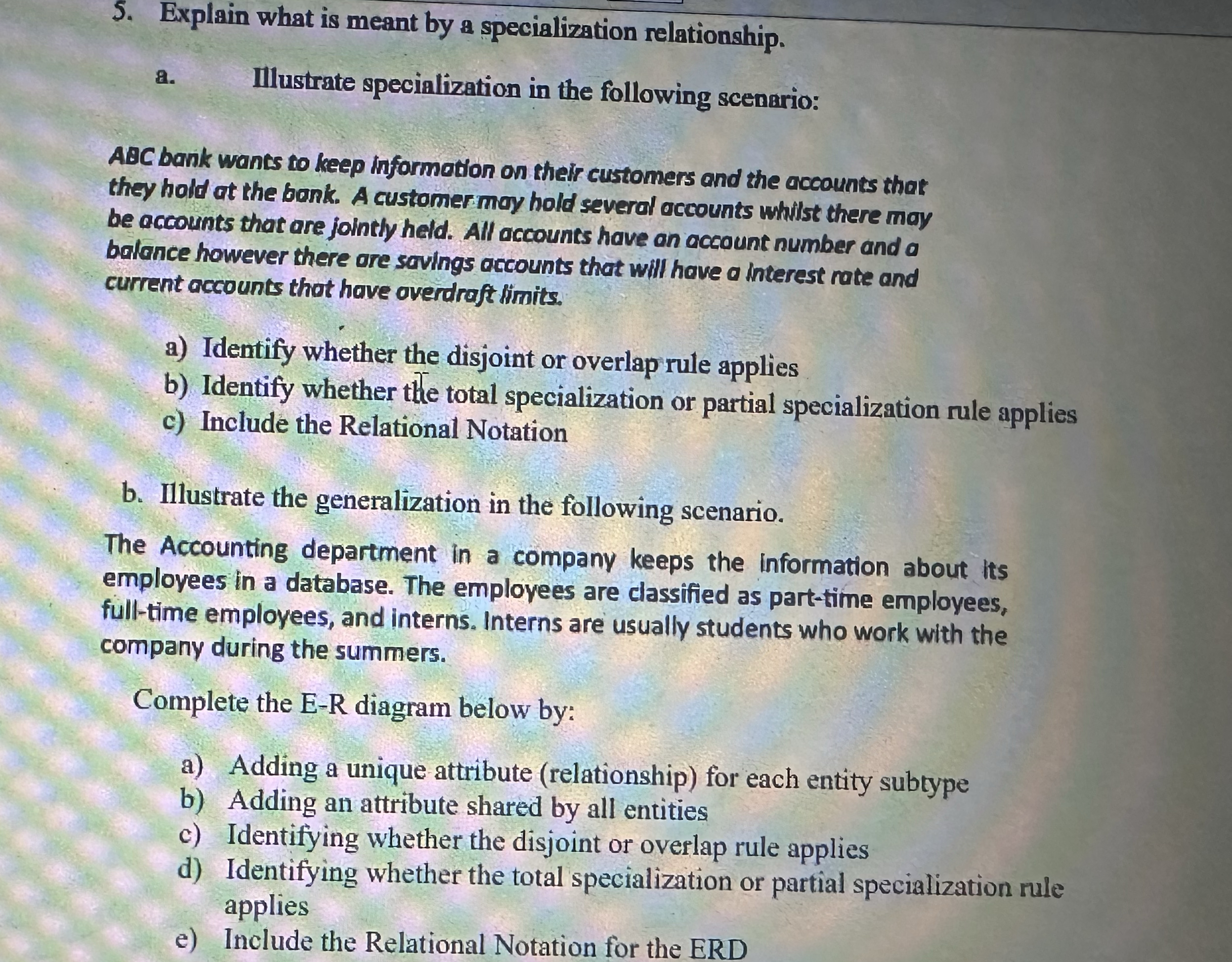 Explain what is meant by a specialization | Chegg.com