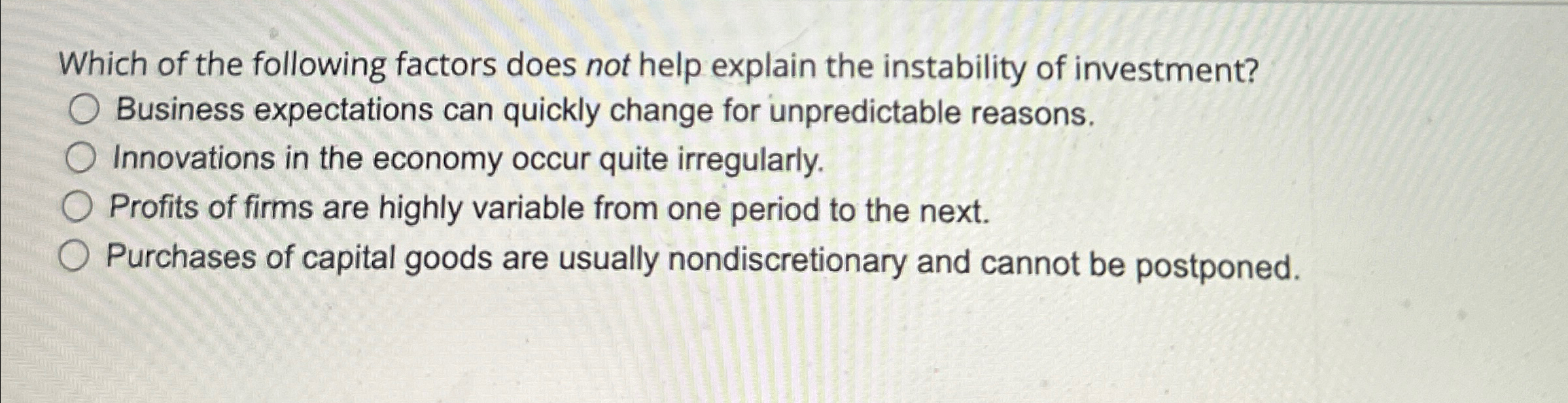 Solved Which of the following factors does not help explain | Chegg.com