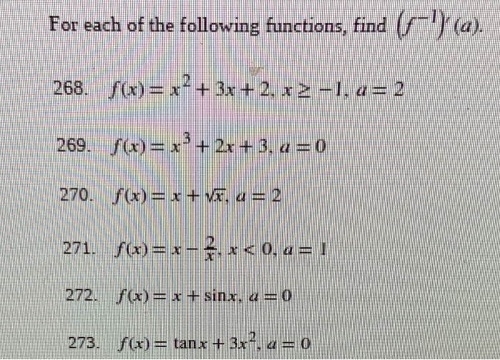 Solved For each of the following functions, find or (a). | Chegg.com