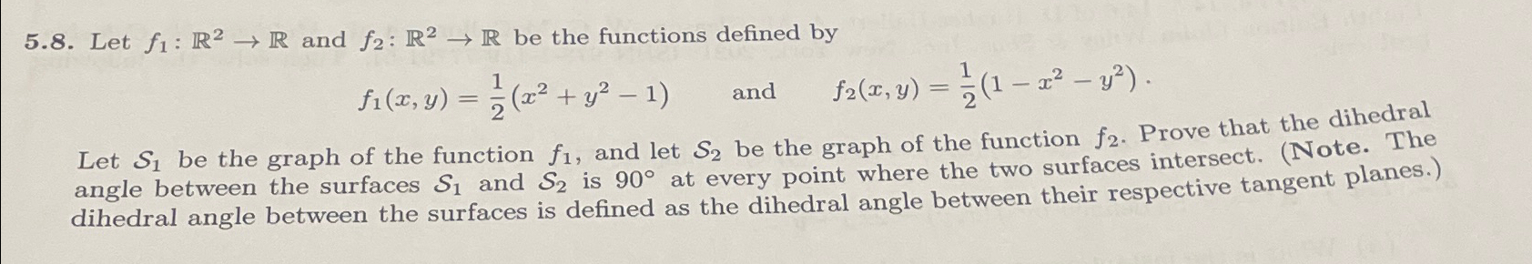 Solved 5.8. ﻿Let f1:R2→R ﻿and f2:R2→R ﻿be the functions | Chegg.com
