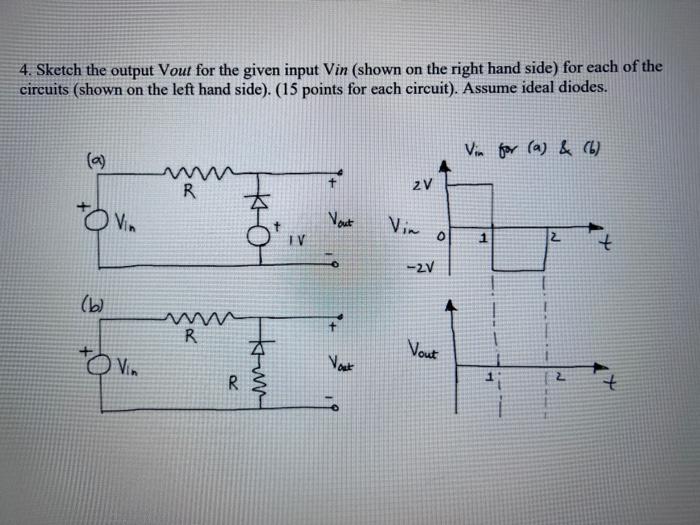 Solved 4. Sketch the output Vout for the given input Vin | Chegg.com