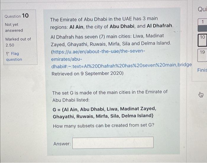Solved The Emirate of Abu Dhabi in the UAE has 3 main | Chegg.com