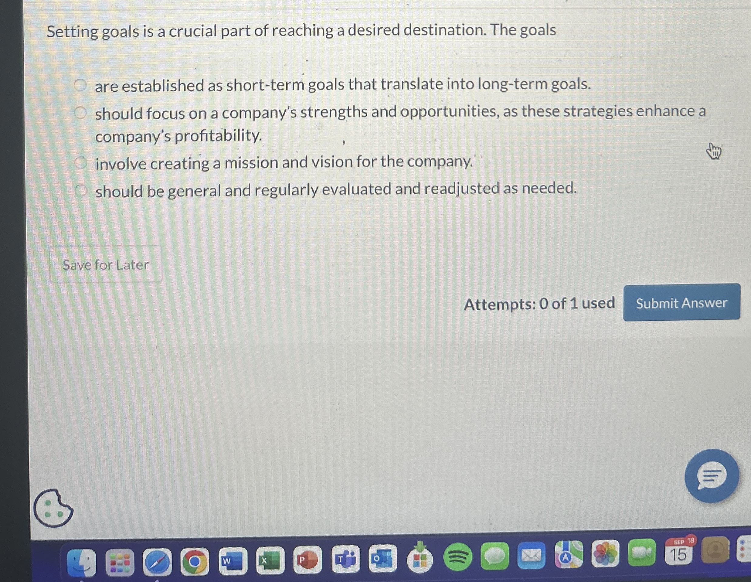 Solved Setting goals is a crucial part of reaching a desired | Chegg.com