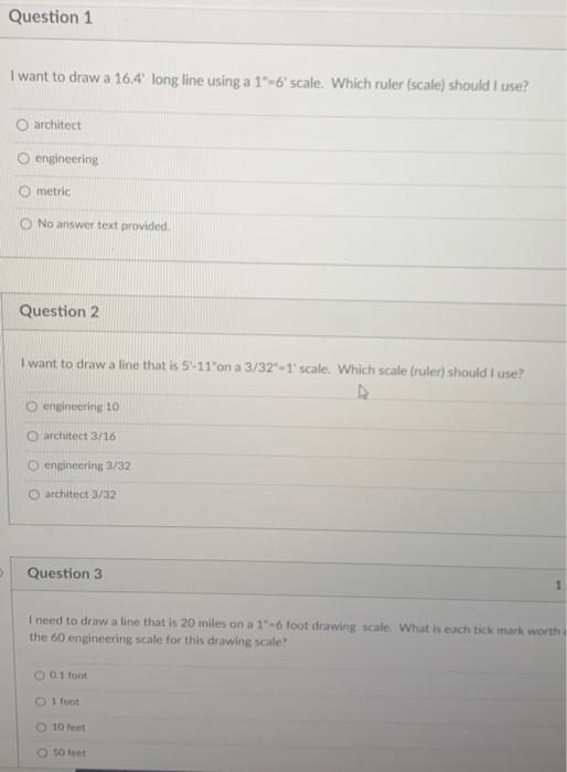 Solved Question 1 I want to draw a 16.4' long line using a | Chegg.com