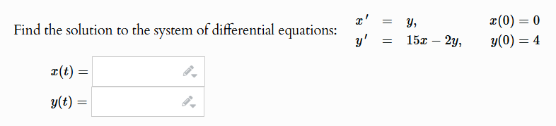 Solved Find the solution to ﻿the system of ﻿differential | Chegg.com