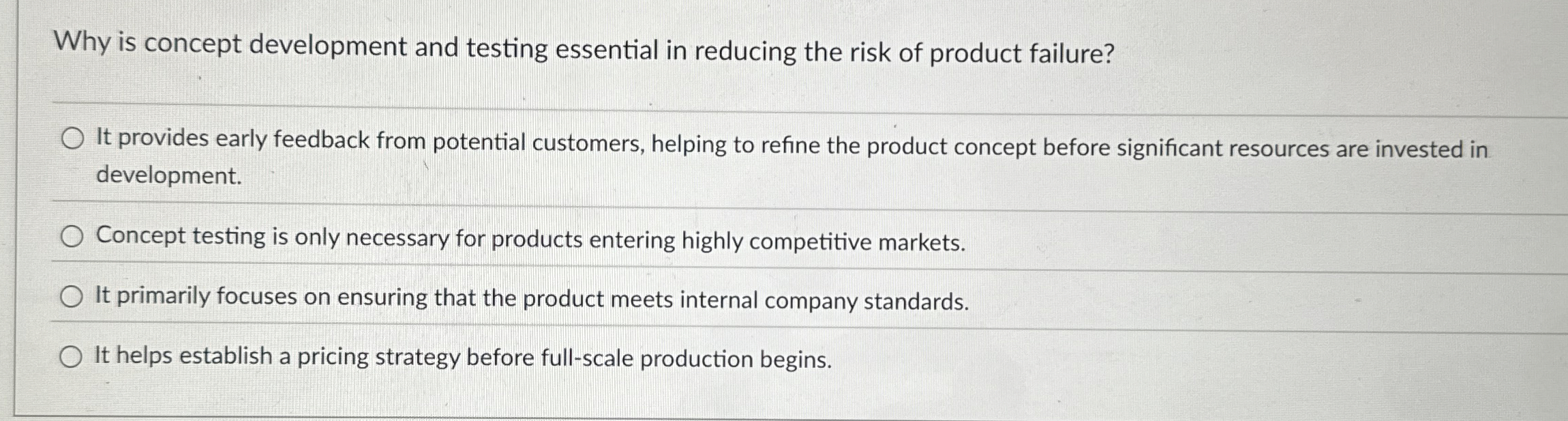 Solved Why is concept development and testing essential in | Chegg.com