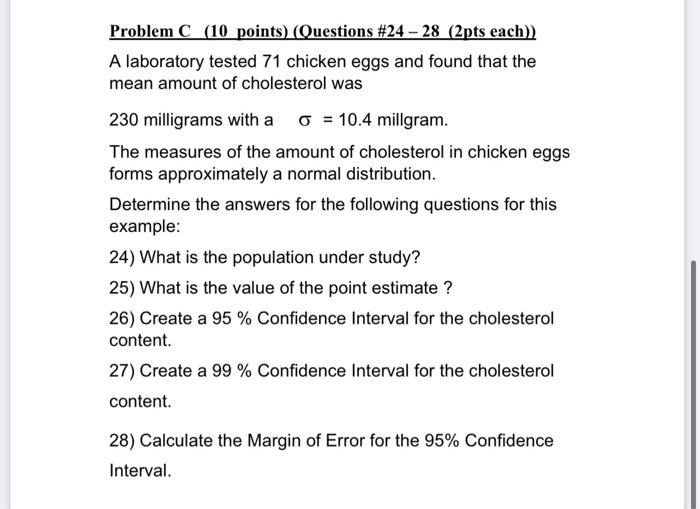 Solved Problem C (10 points) (Questions \#24-28 (2pts each)) | Chegg.com Solved Problem C (10 points) (Questions \#24-28 (2pts each)) | Chegg.com