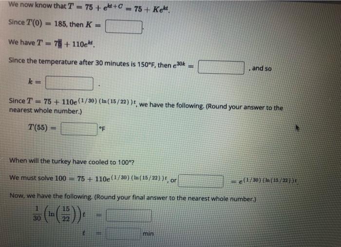 Solved A roast turkey is taken from an oven when its | Chegg.com
